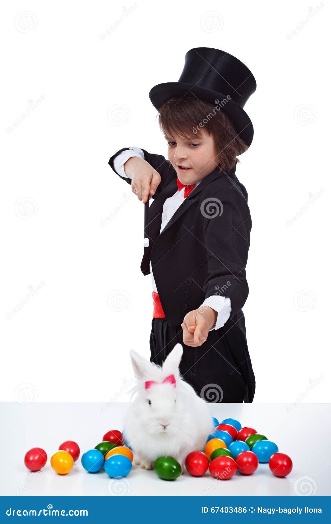 Magician Boy Doing an Easter Trick Stock Photo - Image of bunny, black ...