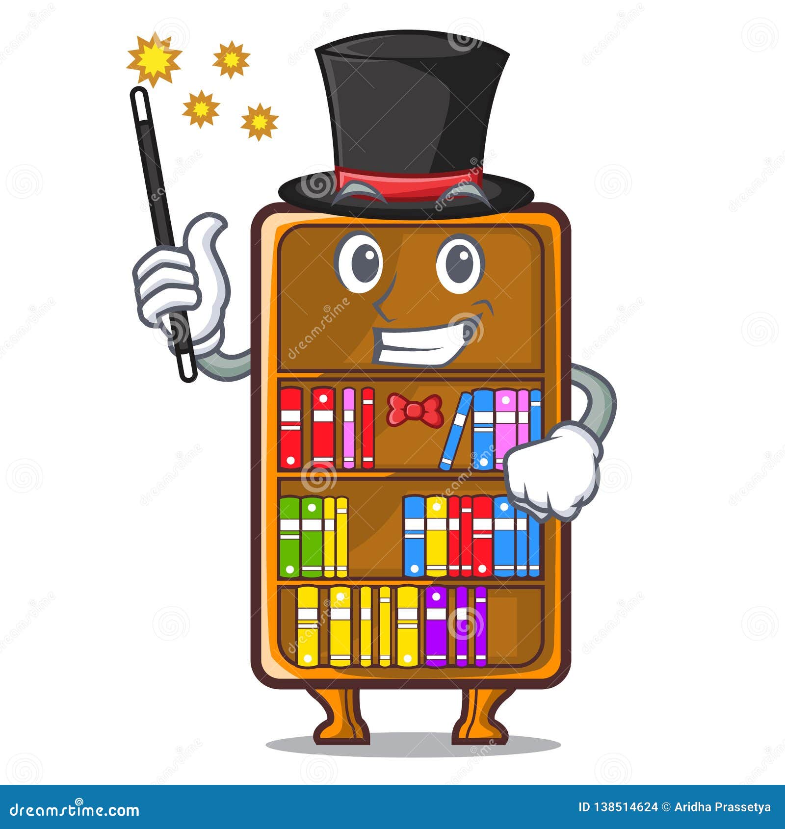 Magician Cartoon Bookcase in the Study Room Stock Vector - Illustration ...