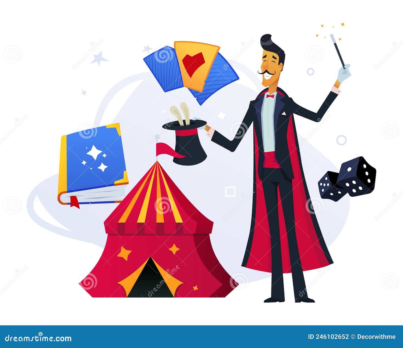 Magician at a Circus Performance - Modern Colored Vector Poster Stock ...