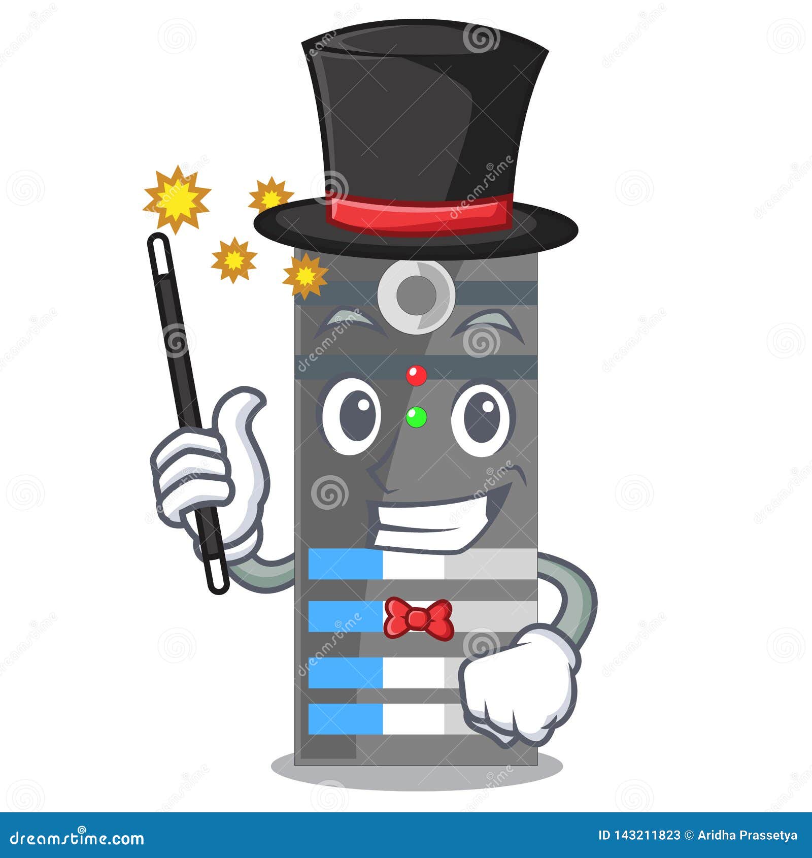 Magician Data Server Above the Cartoon Tables Stock Vector ...