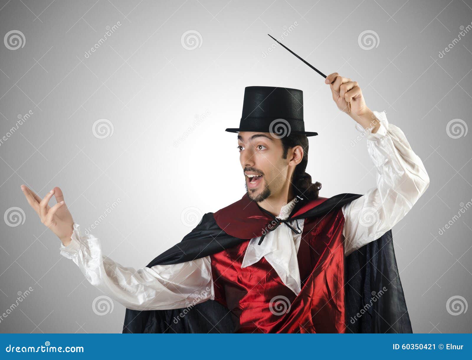 Magician Doing Tricks on White Stock Image - Image of artist, isolated ...