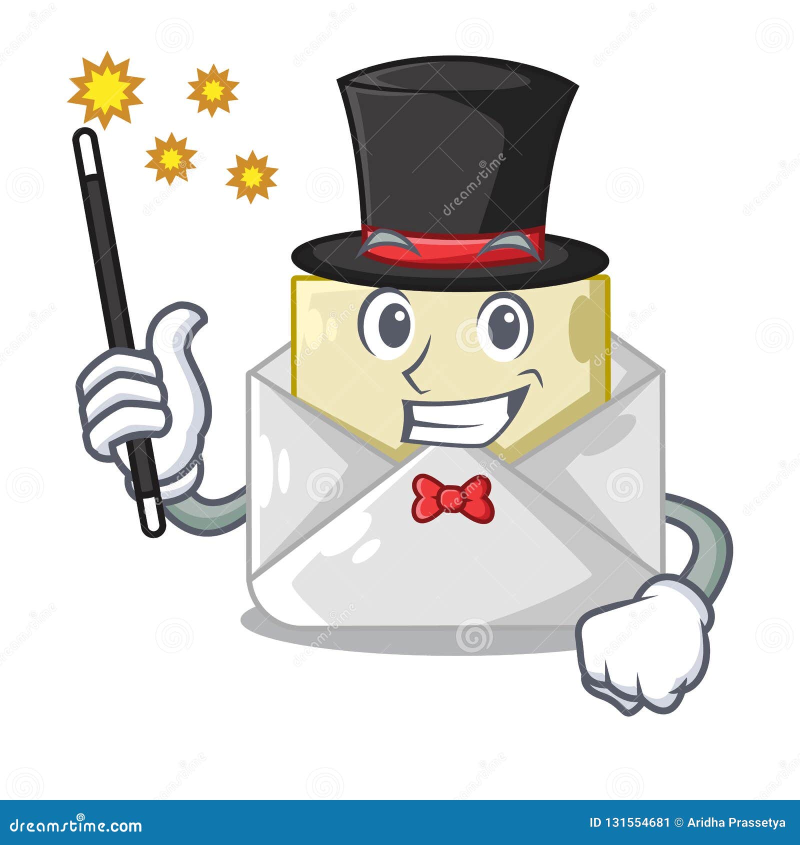 Magician Envelope Opened on Shape White Mascot Stock Vector ...