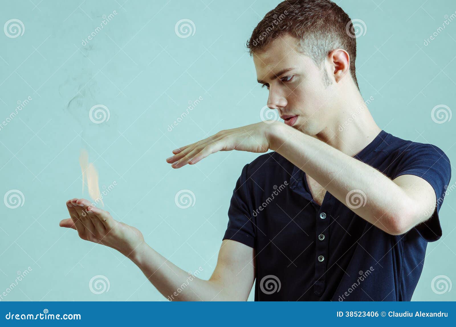 Magician with fire stock photo. Image of adult, card - 38523406