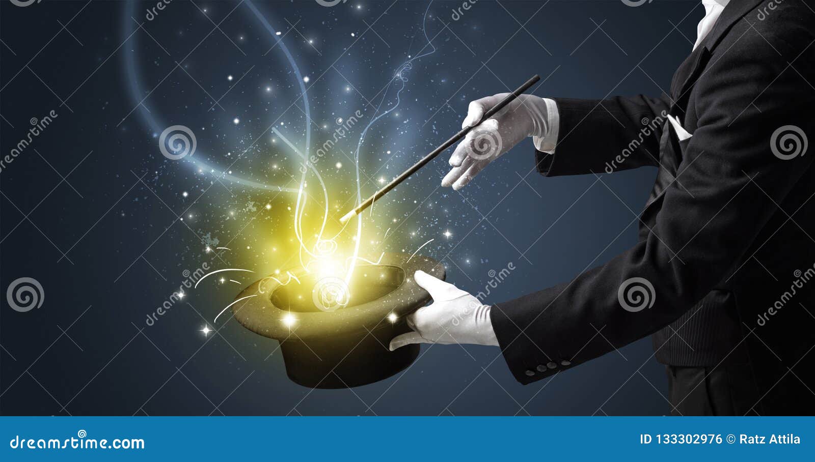 Magician Hand Conjure Miracle from Cylinder Stock Photo - Image of ...