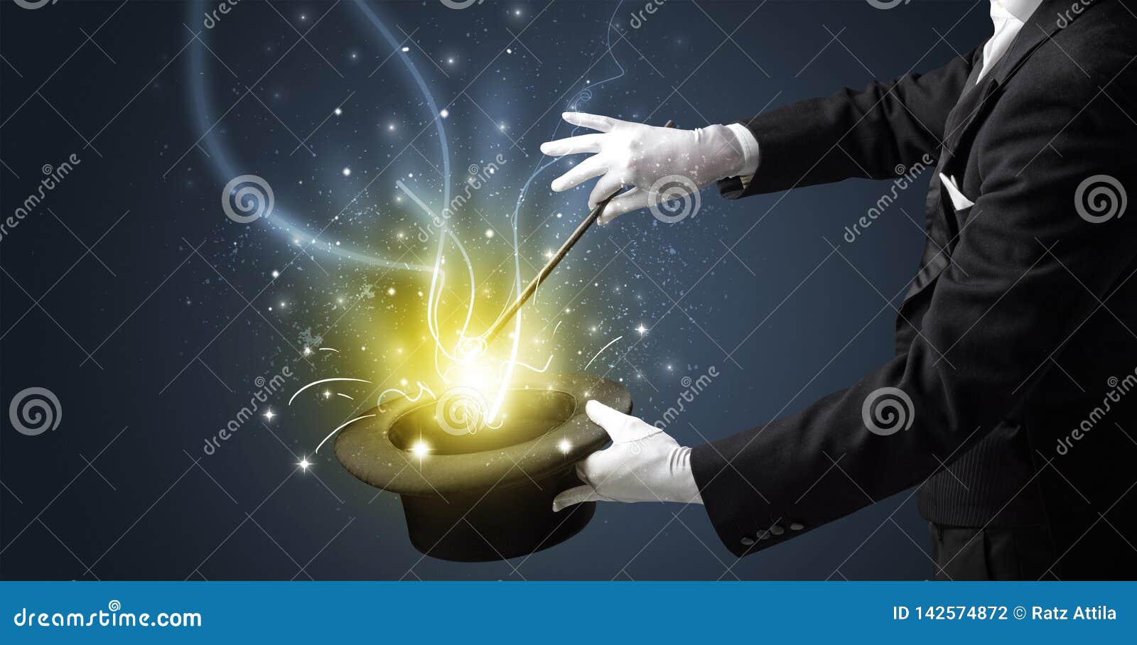 Magician Hand Conjure Miracle from Cylinder Stock Photo - Image of ...