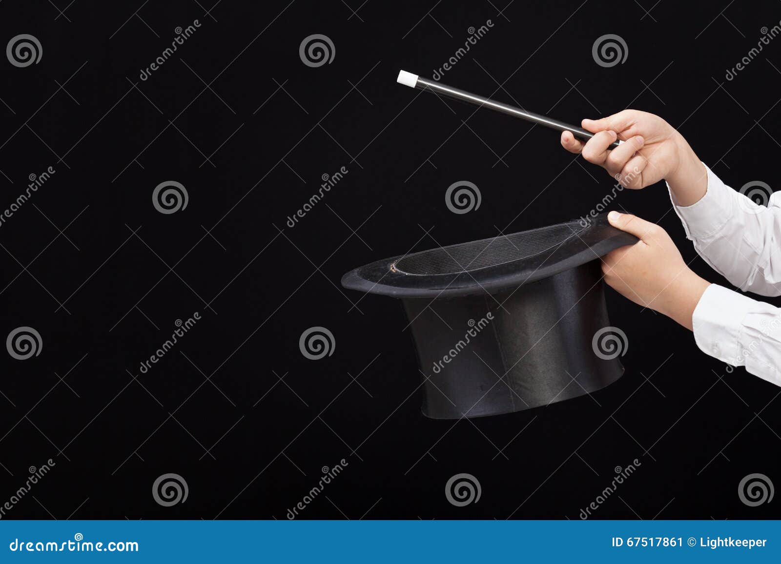 Magician Hands with Magic Hat and Wand Stock Image - Image of abstract ...