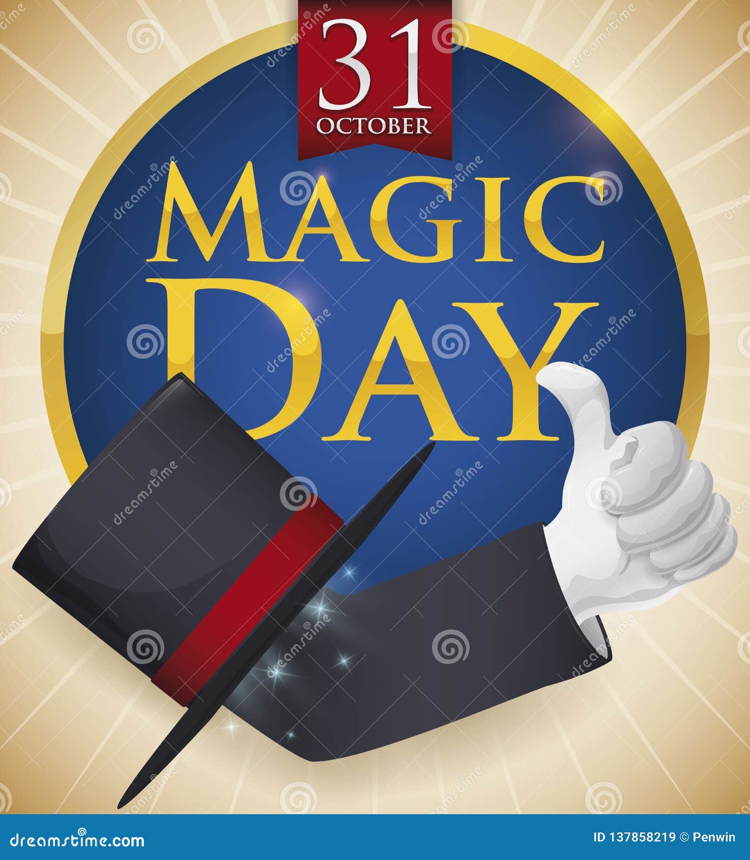 Magician Hat with Floating Hand for Magic Day Celebration, Vector ...