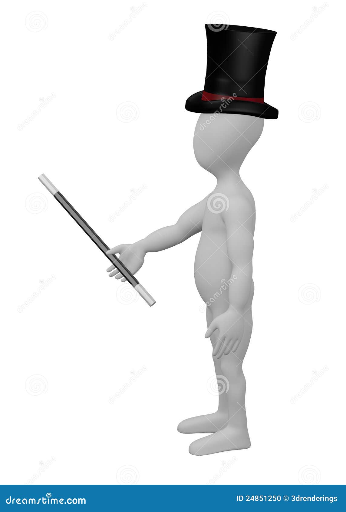 Magician with Hat and Stick Working Stock Illustration - Illustration ...