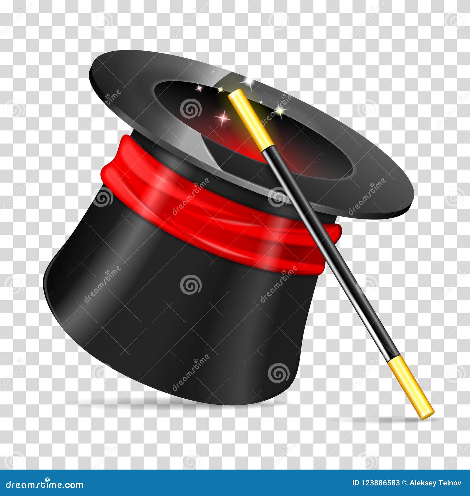 Magician Hat with Wand stock vector. Illustration of gold - 123886583
