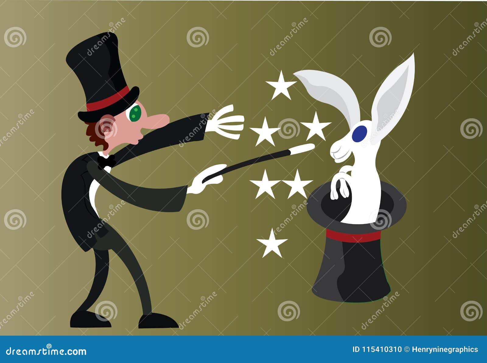 Magician and his tricks stock vector. Illustration of cast - 115410310