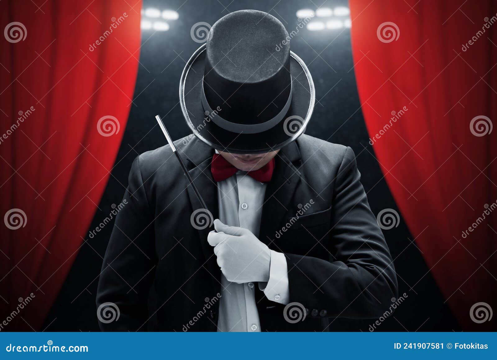 Magician Hold Magic Wand on Stage Stock Image - Image of hand, hold ...