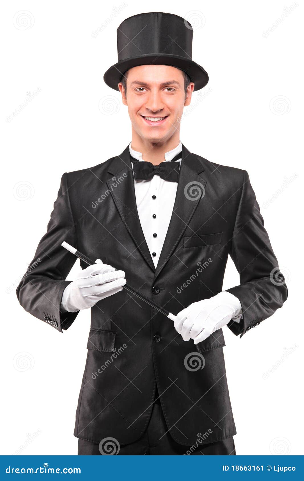 A Magician Holding a Magic Wand and Posing Stock Image - Image of ...