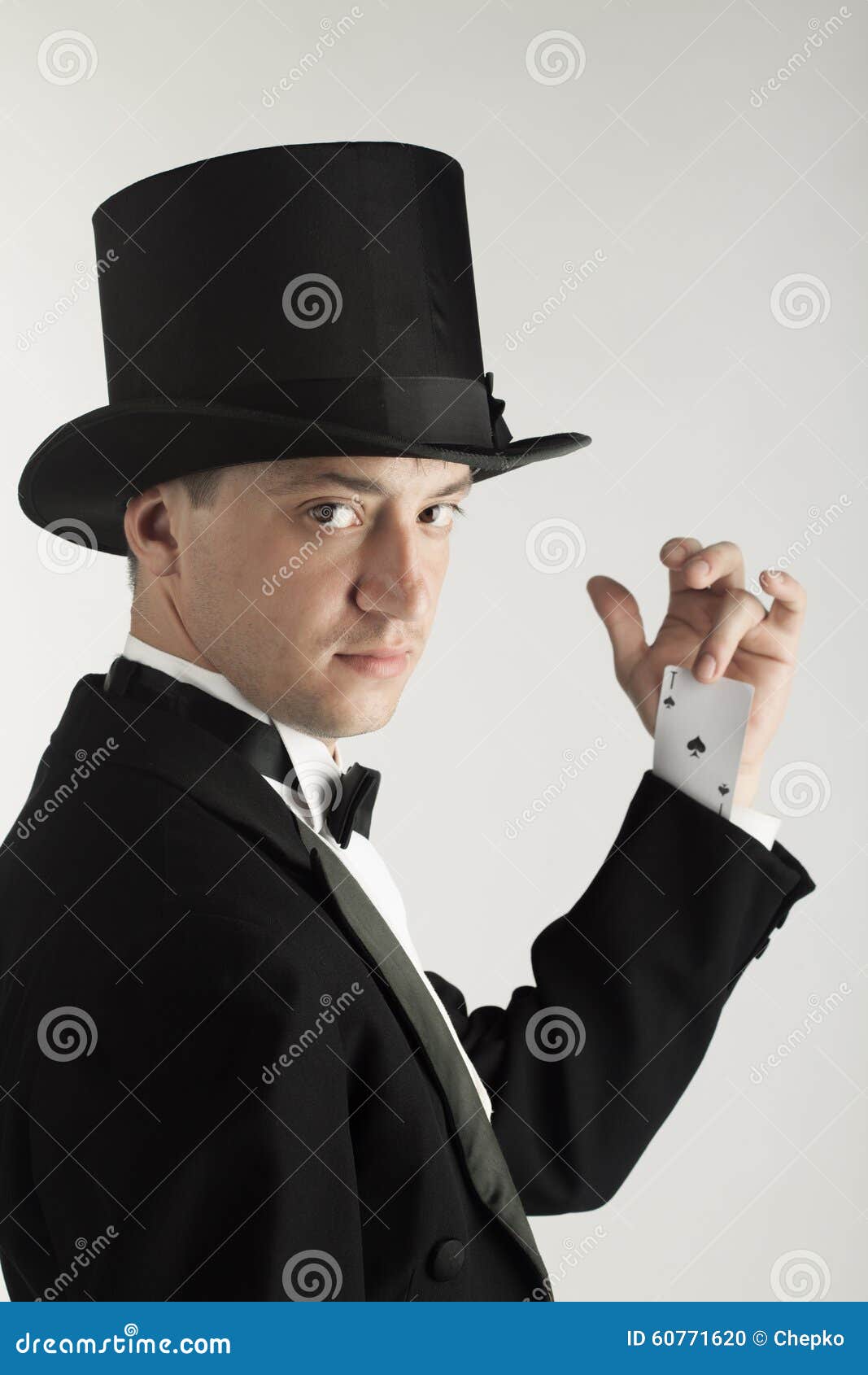Magician Holding Playing Cards Stock Photo - Image of ideas ...
