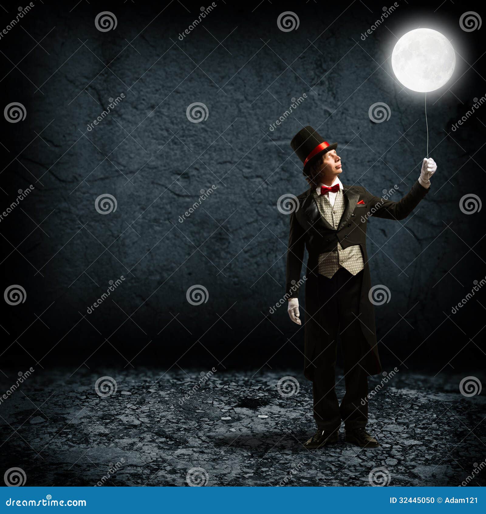 Magician Keeps the Moon on a String Stock Photo - Image of magic ...