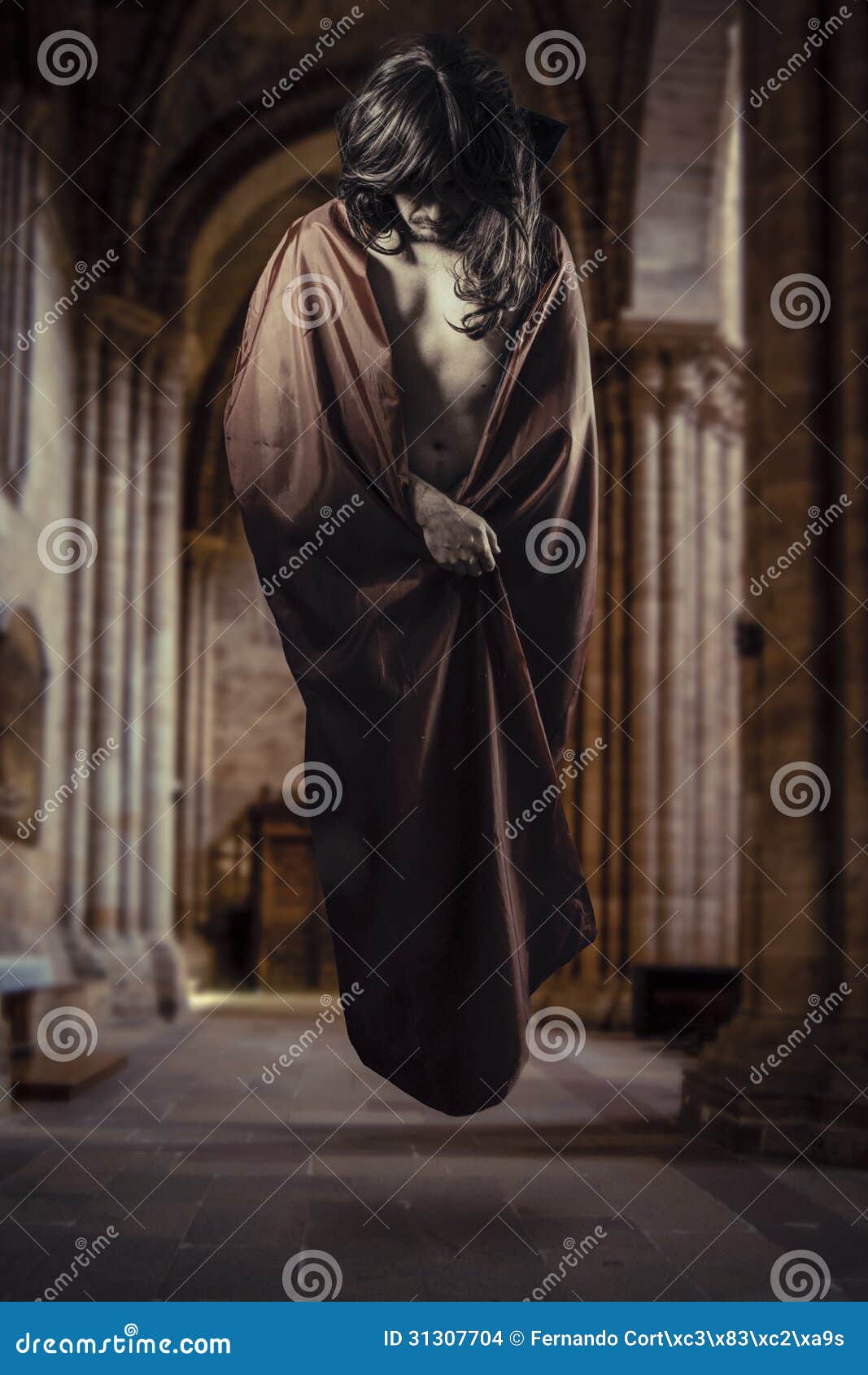 Magician Levitating Inside a Gothic Cathedral Stock Photo - Image of ...