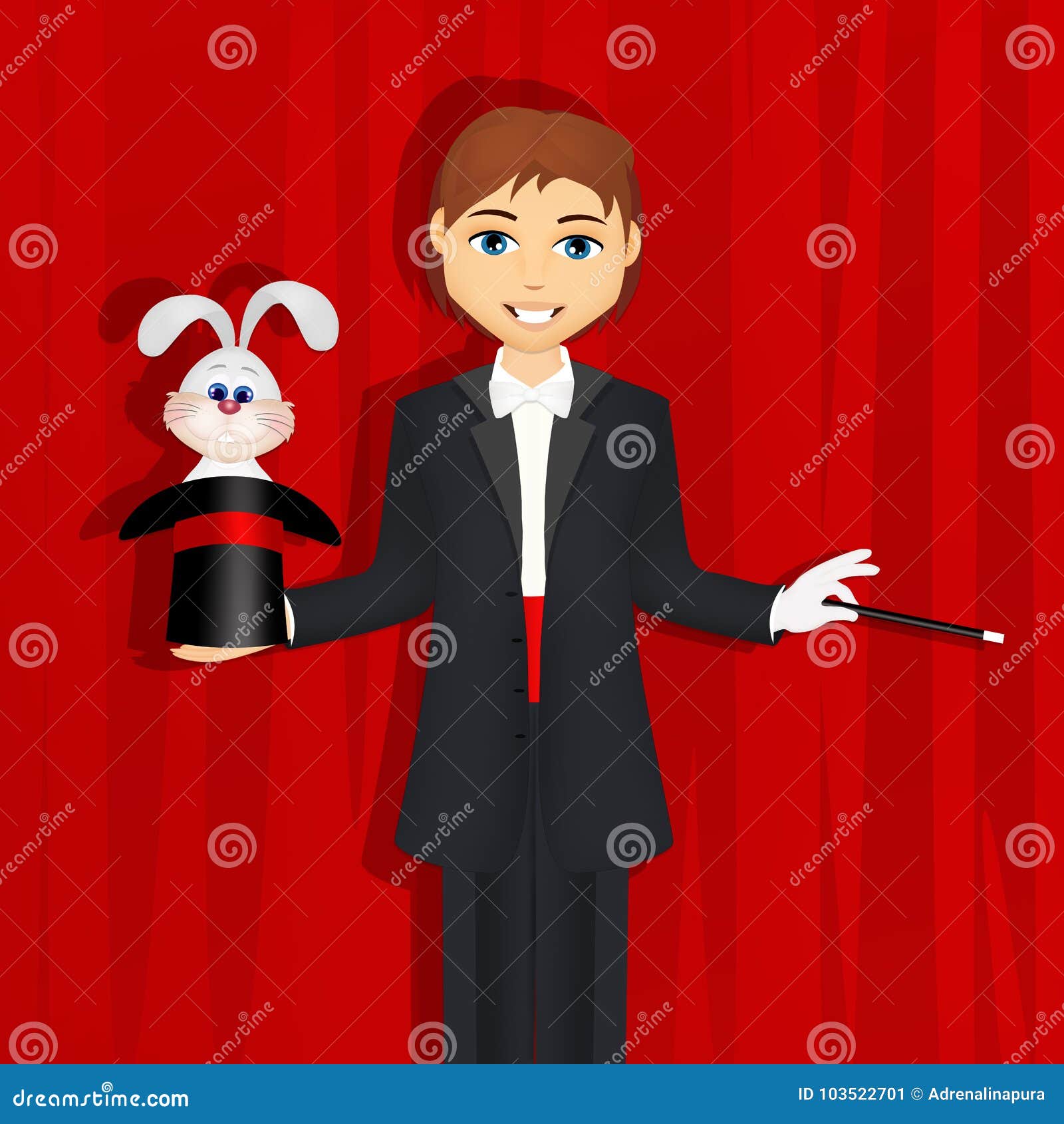 Magician in the magic show stock illustration. Illustration of surprise ...