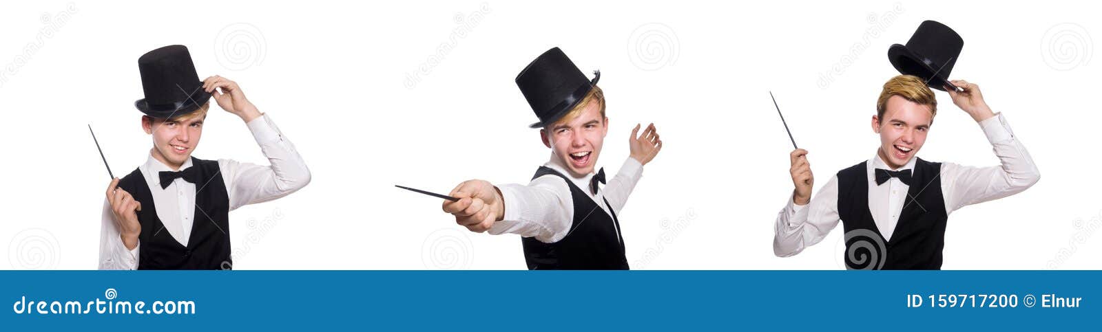 Magician with Magic Stick Isolated on White Stock Photo - Image of male ...
