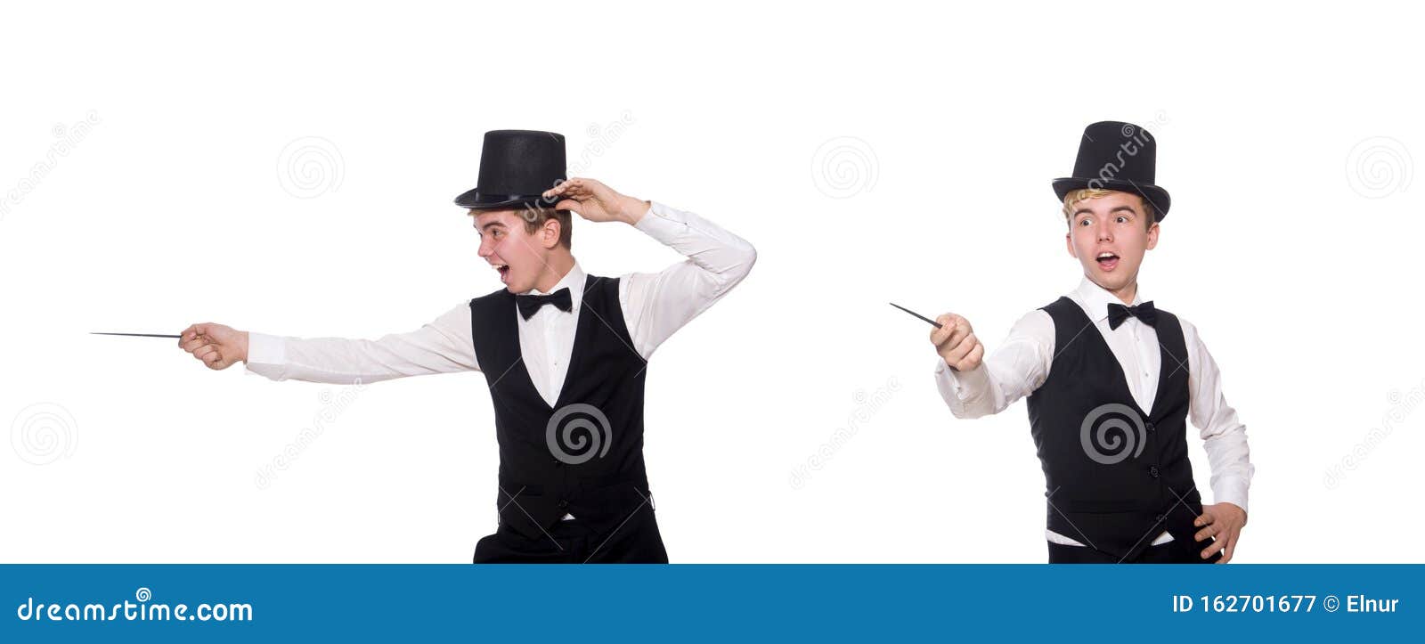 Magician with Magic Stick Isolated on White Stock Image - Image of ...