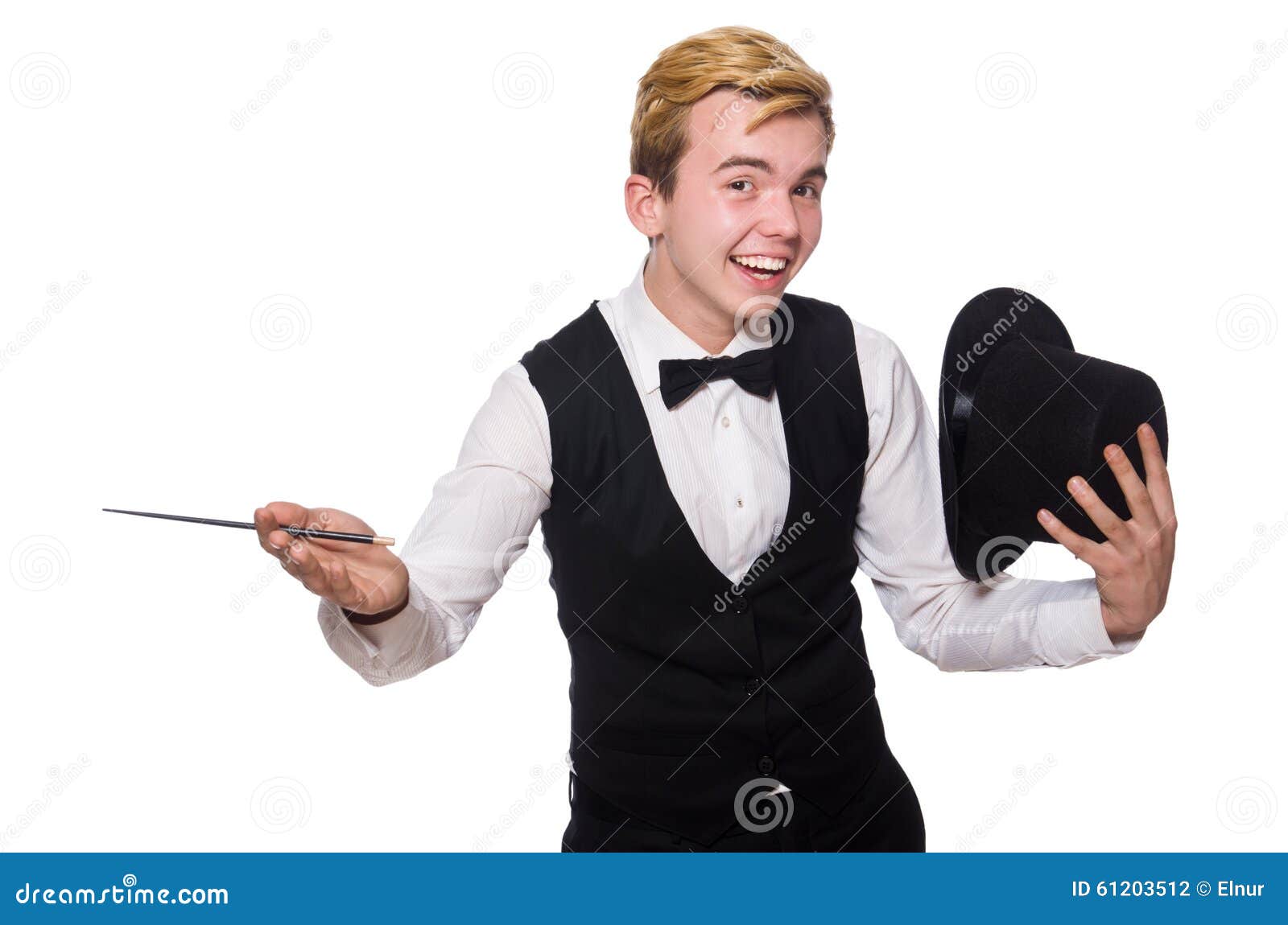 The Magician with Magic Stick Isolated on White Stock Photo - Image of ...