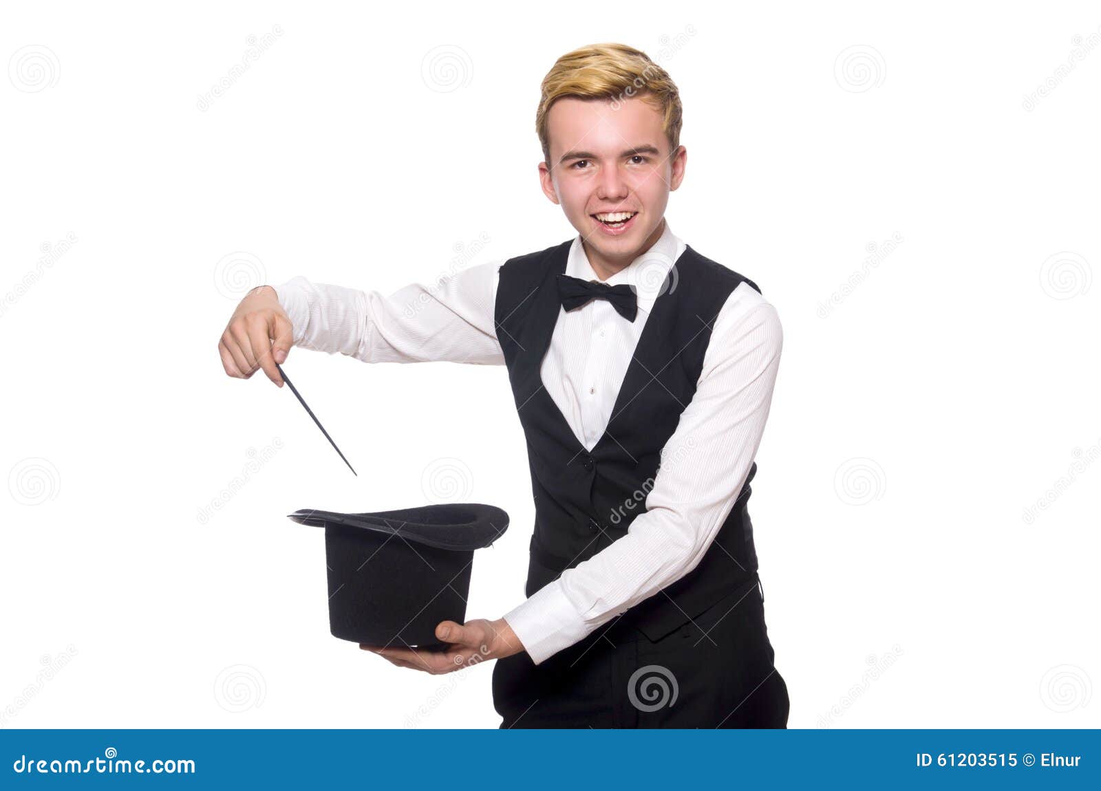 The Magician with Magic Stick Isolated on White Stock Image - Image of ...