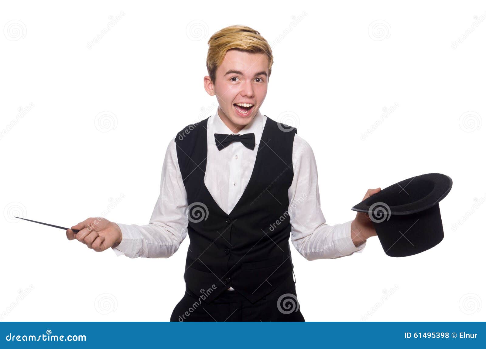 The Magician with Magic Stick Isolated on White Stock Photo - Image of ...
