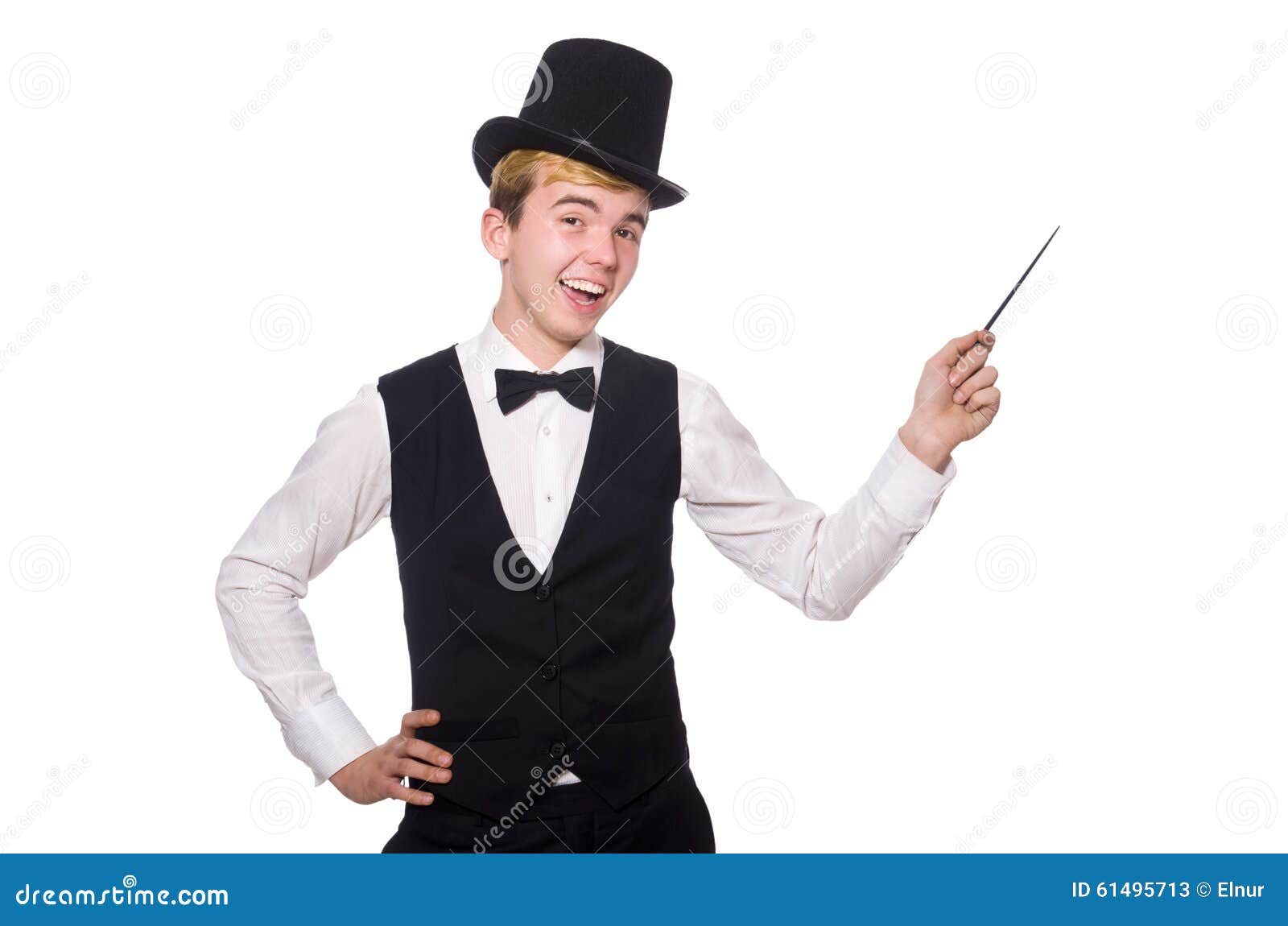 The Magician with Magic Stick Isolated on White Stock Image - Image of ...