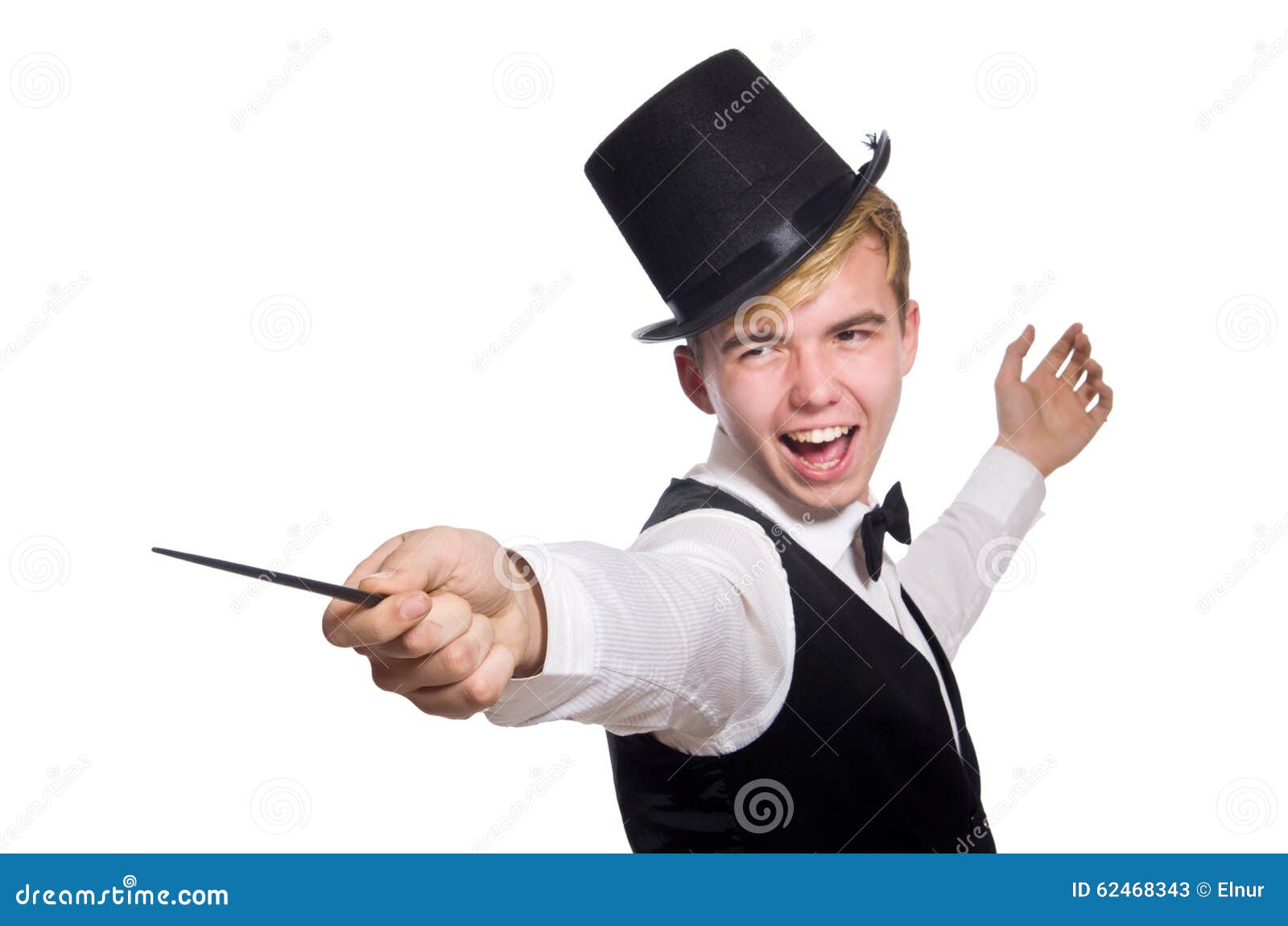 Magician with Magic Stick Isolated on White Stock Image - Image of ...