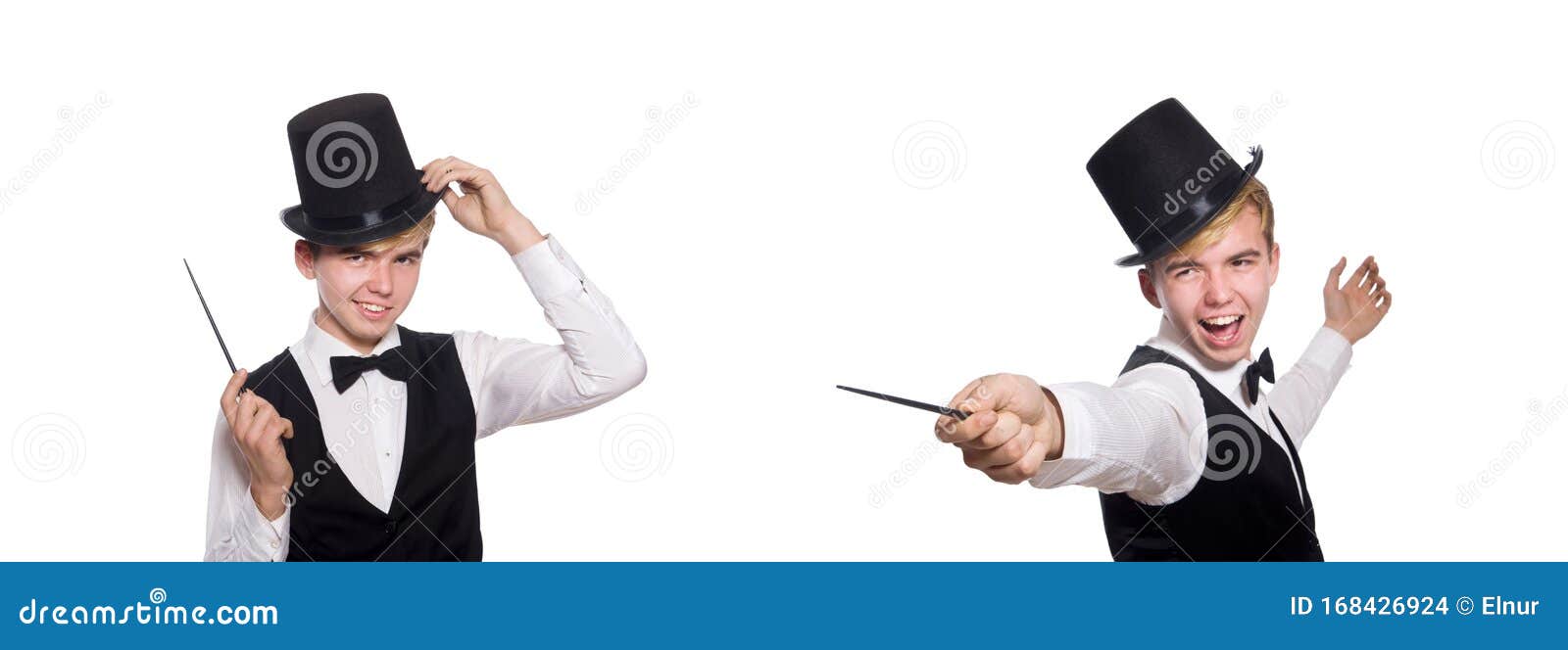 Magician with Magic Stick Isolated on White Stock Photo - Image of ...