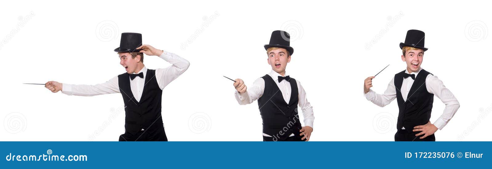 Magician with Magic Stick Isolated on White Stock Photo - Image of ...