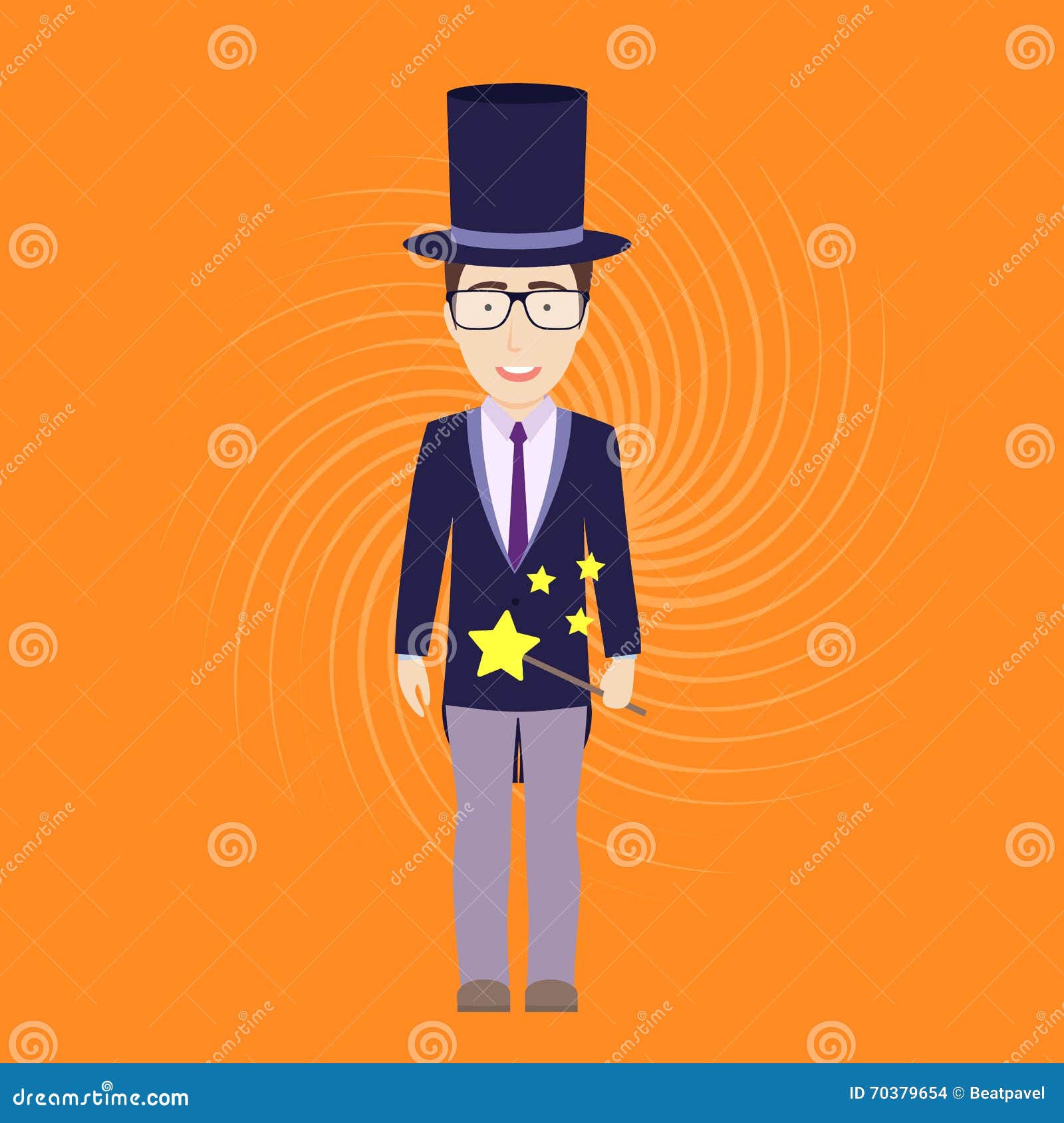 Magician with Magic Stick stock illustration. Illustration of magician ...