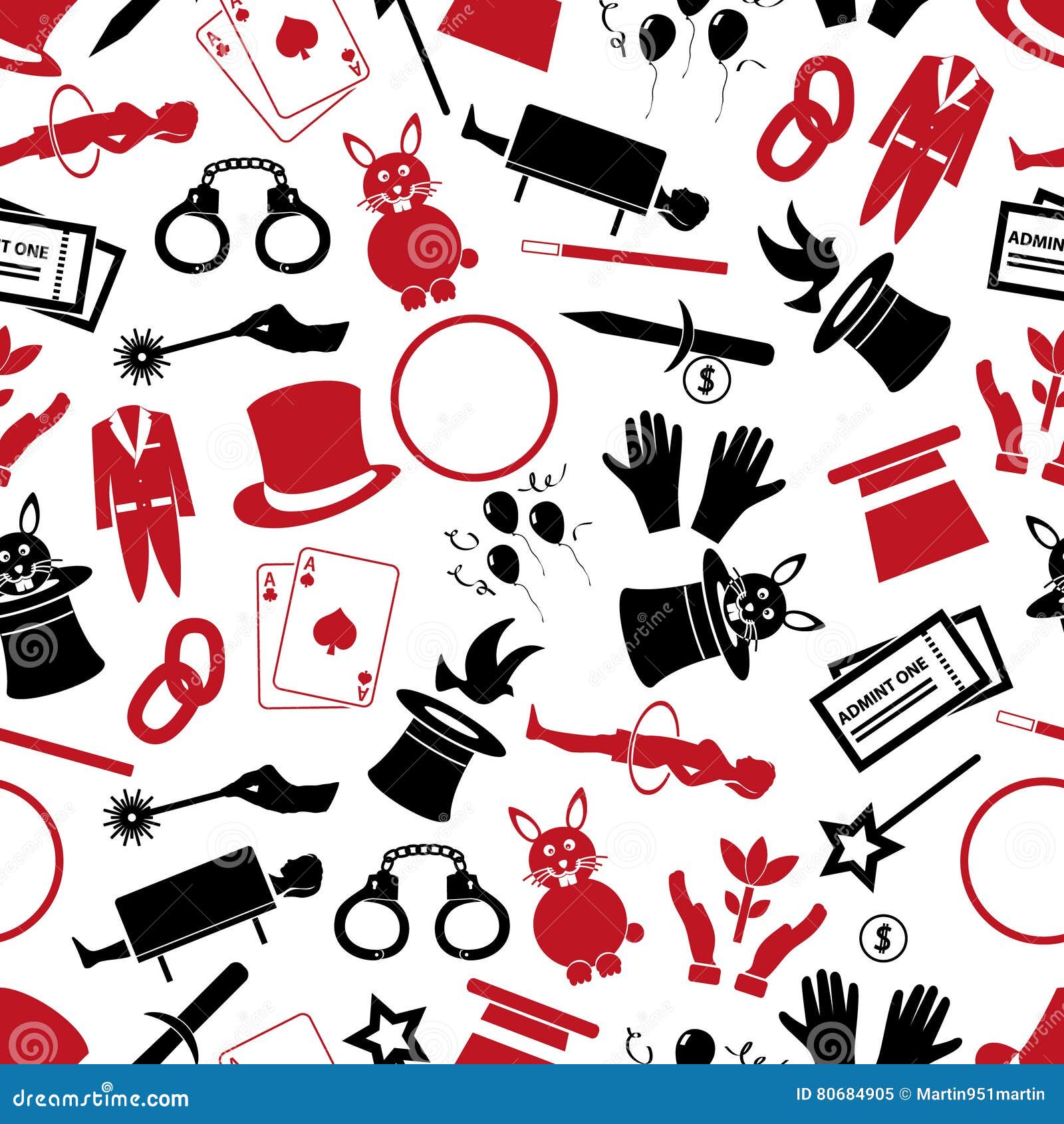 Magician and Magic Theme Set of Icons Seamless Pattern Eps10 Stock ...