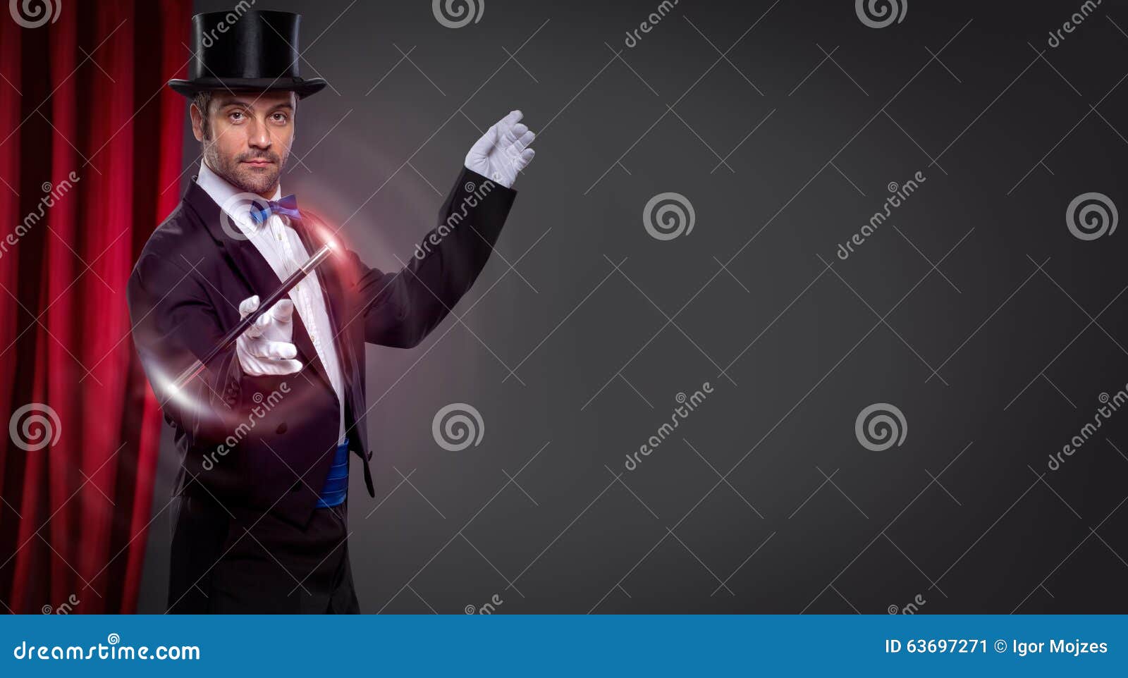 Magician with magic wand stock image. Image of show, black - 63697271