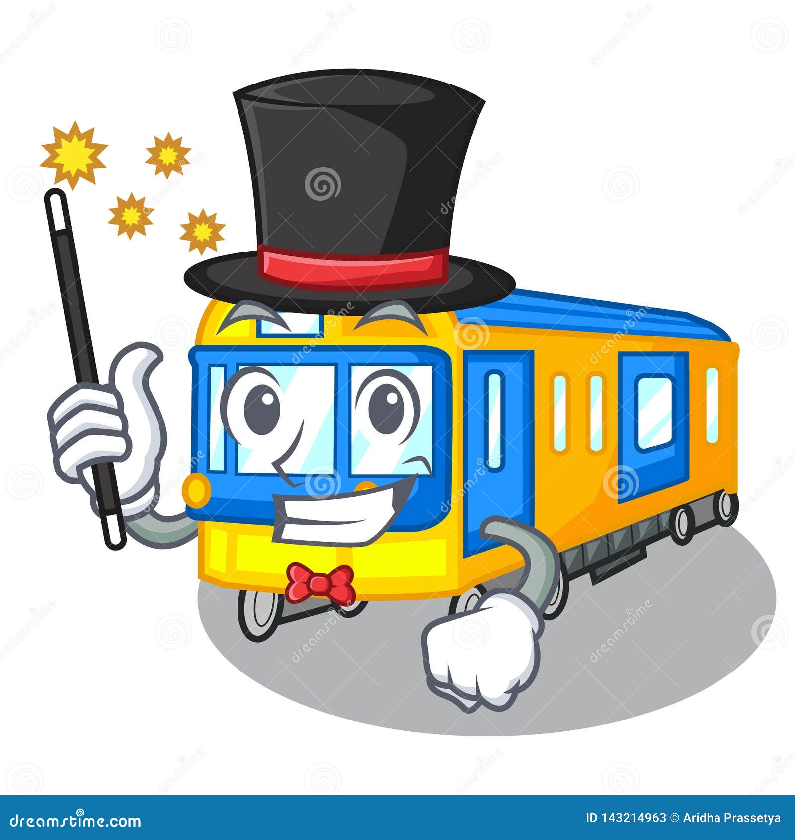 Magician Miniature Subway Train Cartoon Above Table Stock Vector ...