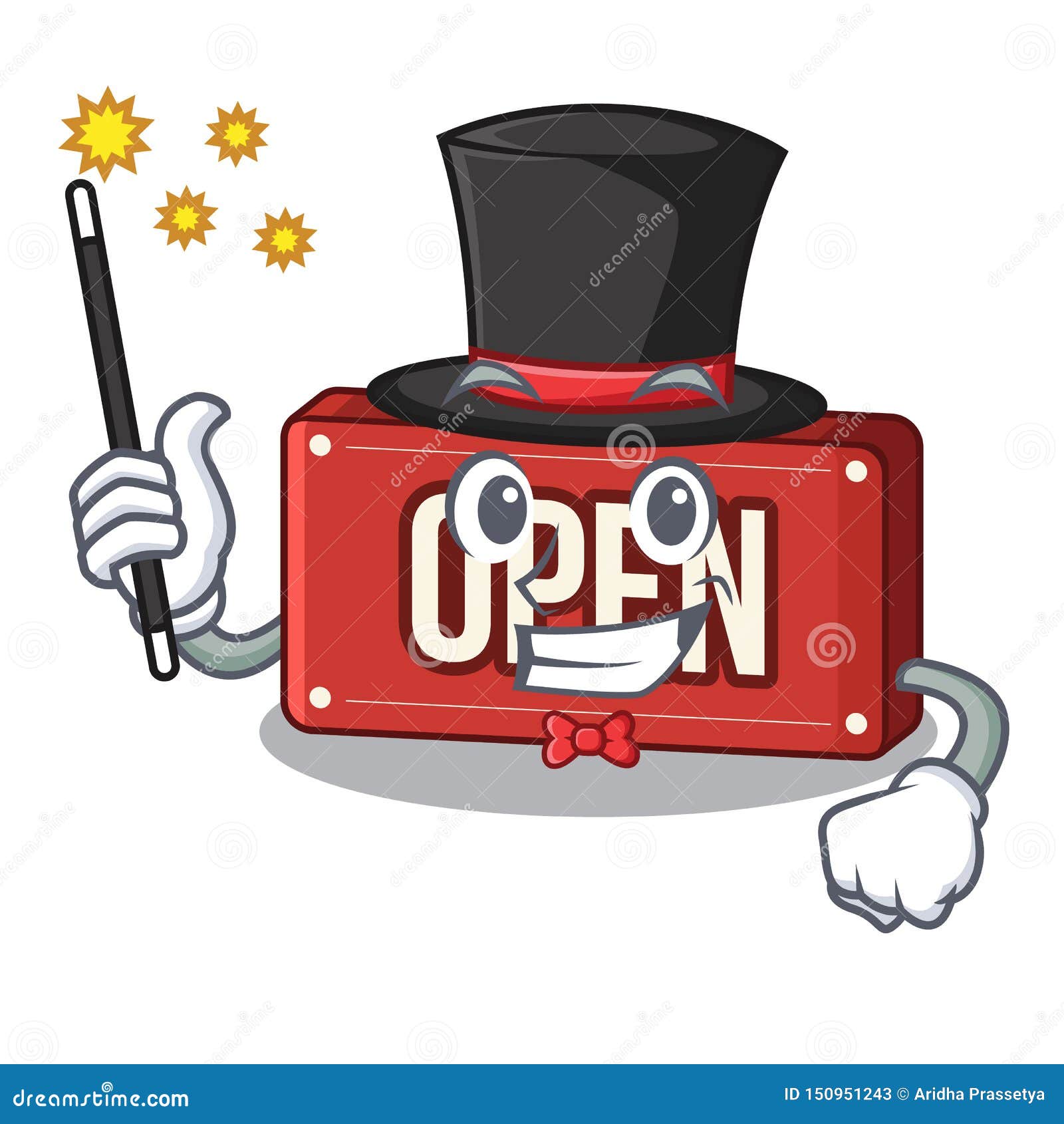 Magician Open Sign Above on Table Cartoon Stock Vector - Illustration ...