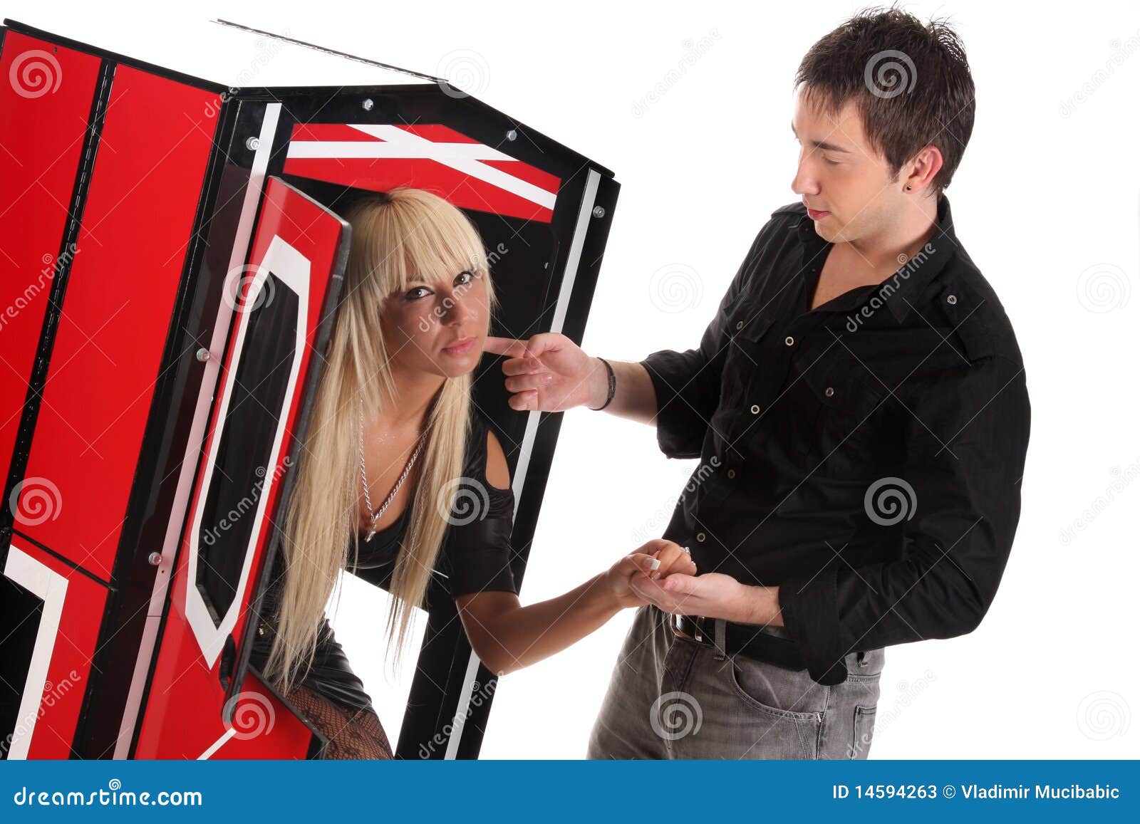 Magician Performance Girls in a Magic Box Stock Image - Image of beauty ...