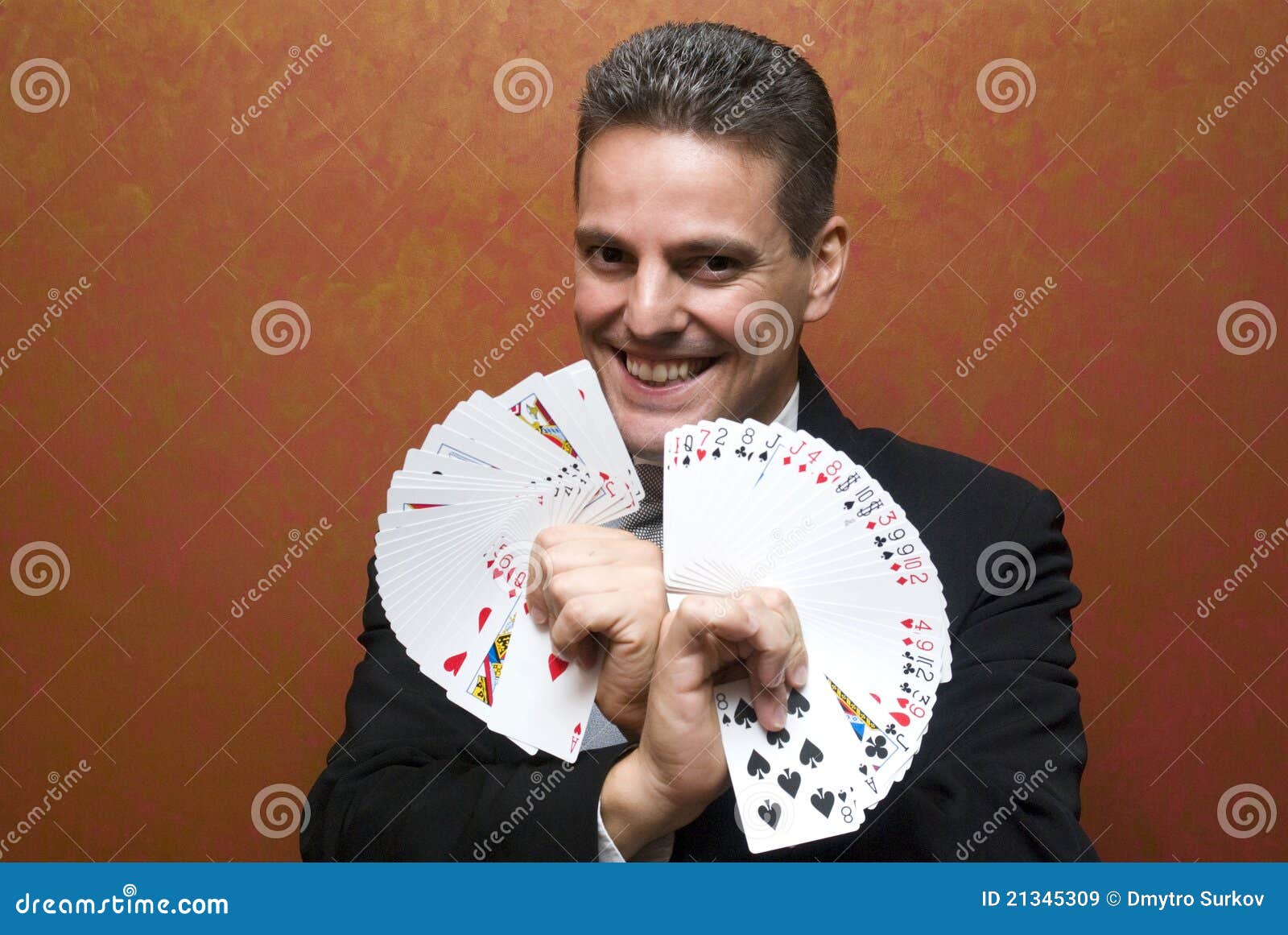 Magician Performing with Cards Stock Image - Image of entertain, arts ...