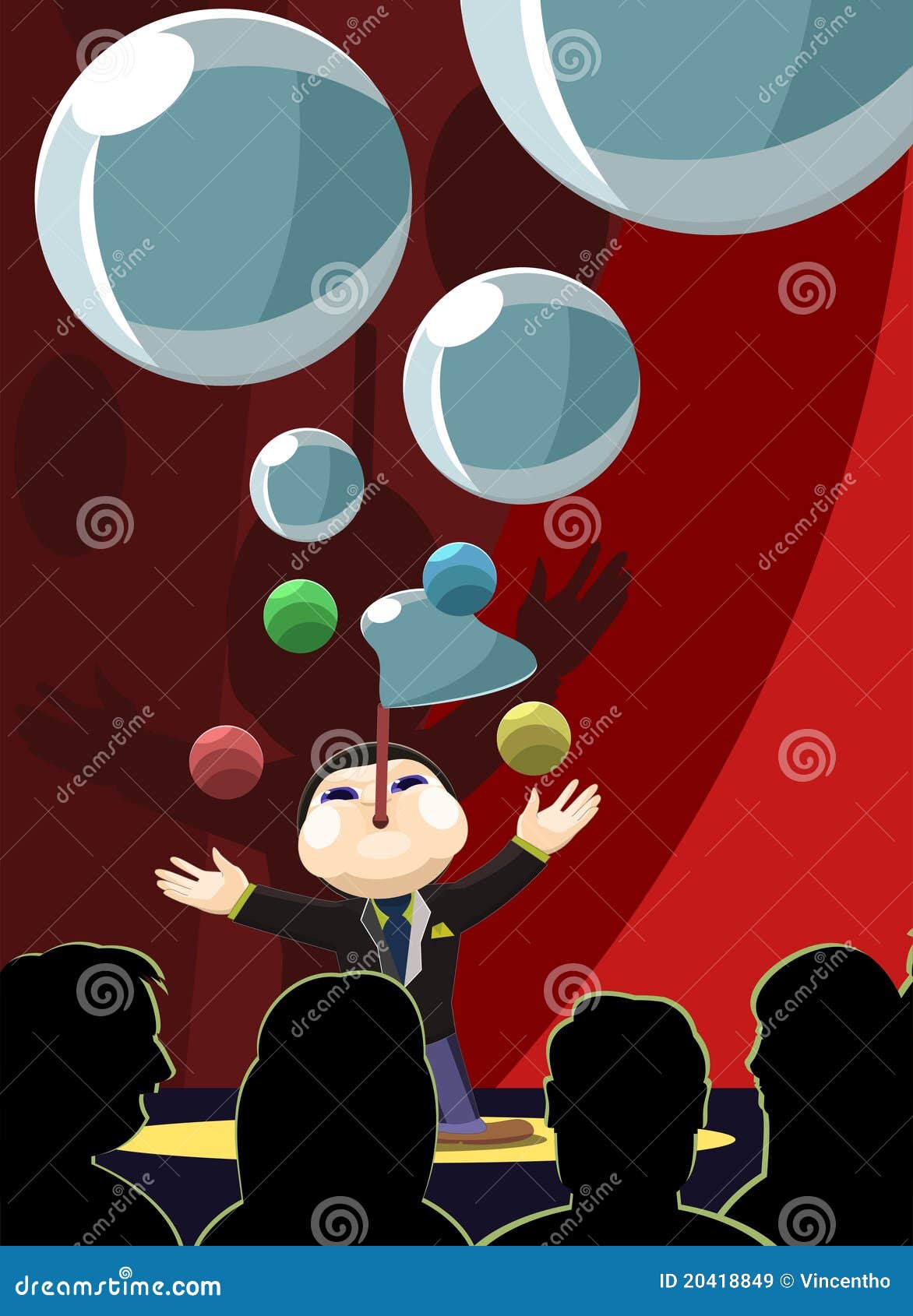 Magician Performing Infront Of An Audience Cartoon Vector ...