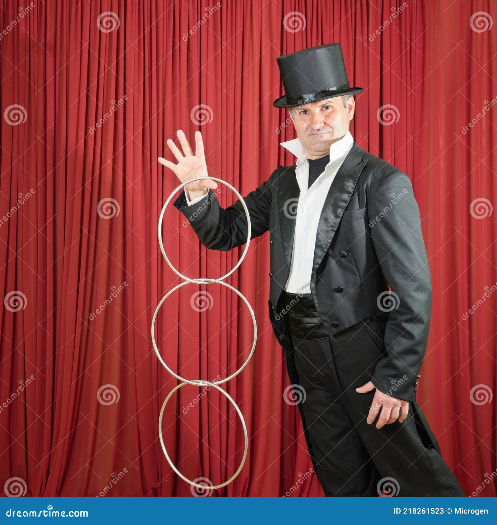 Magician Performing Trick with Rings Stock Image - Image of illusion ...