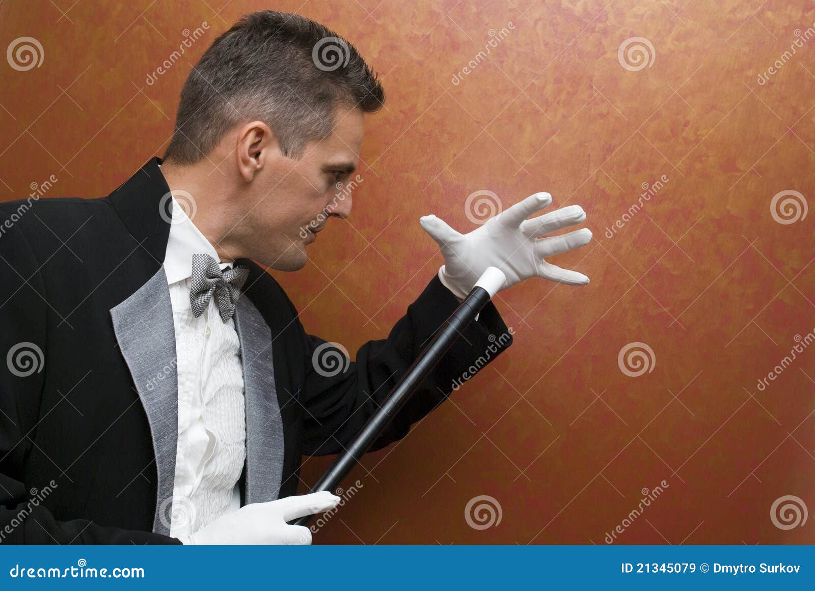Magician Performing with Wand Stock Image - Image of deceiving ...