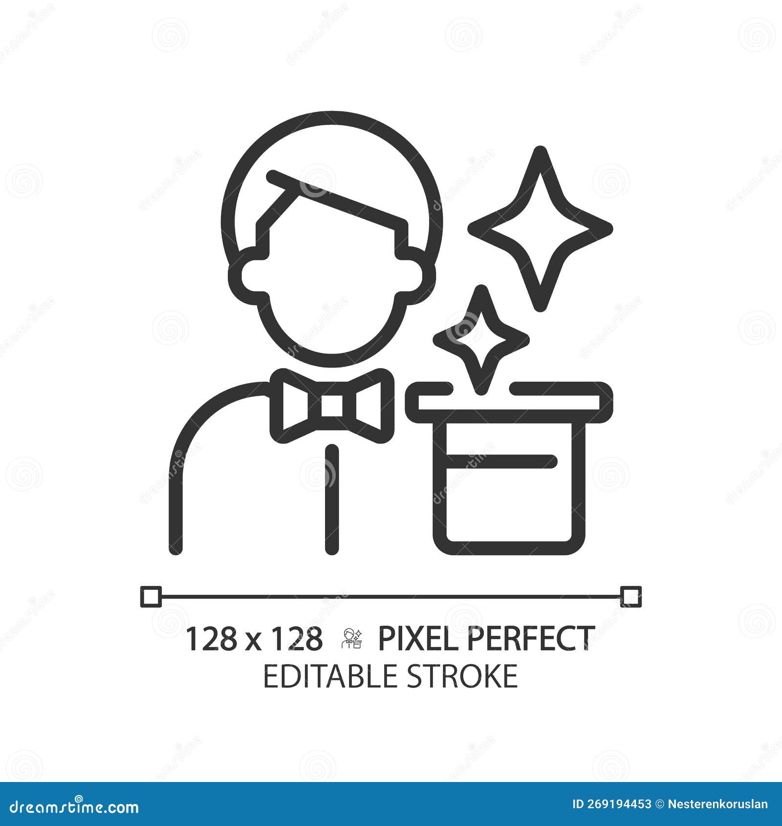 Magician Pixel Perfect Linear Icon Stock Vector - Illustration of icon ...