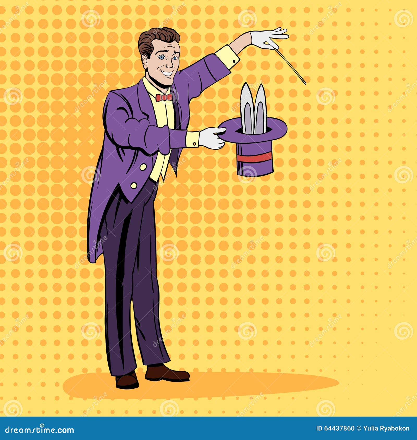 Magician Pulling Rabbit Out Of His Hat, Illusionist Performing In ...