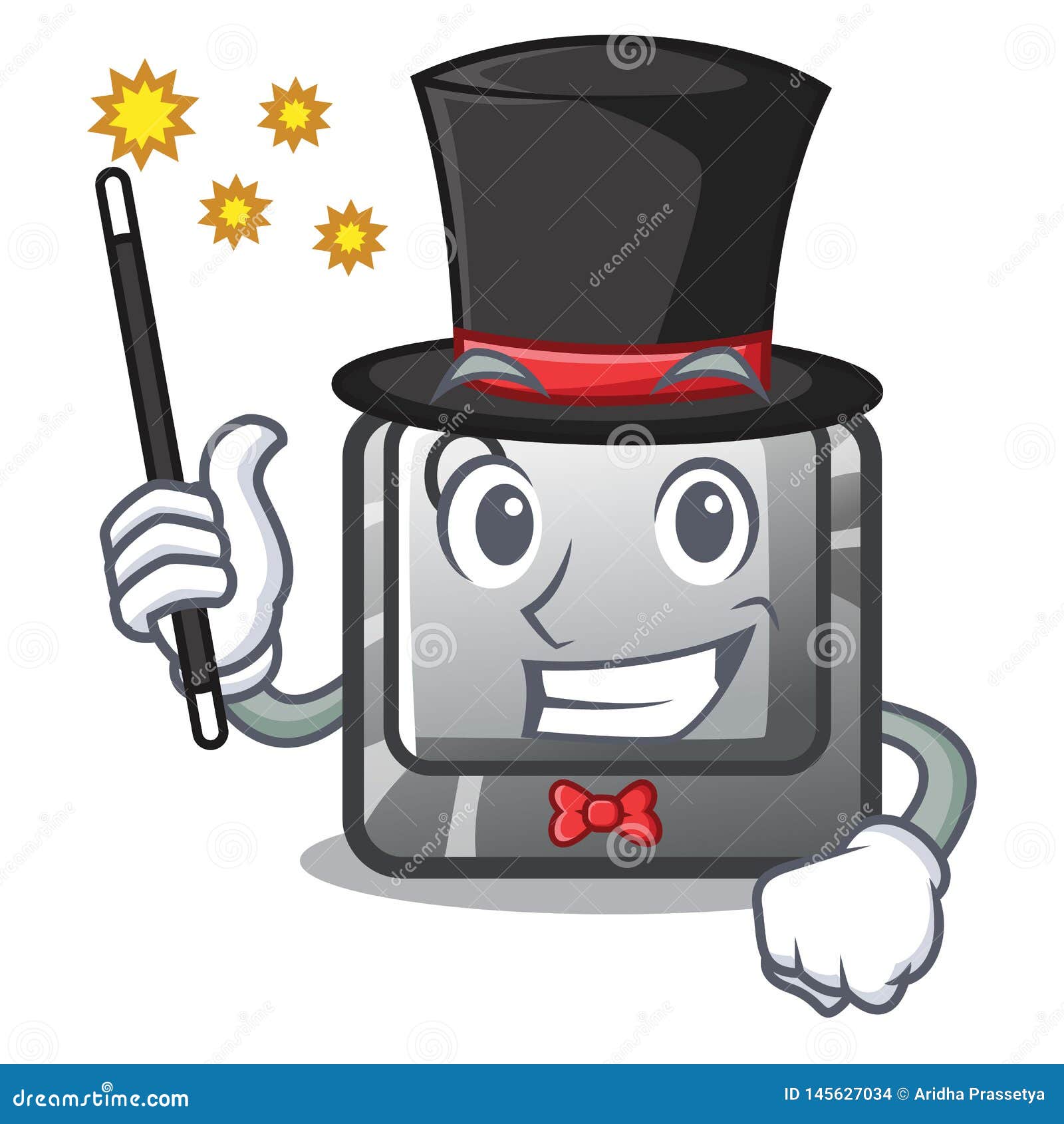 Magician Q Button Installed on Cartoon Computer Stock Vector ...