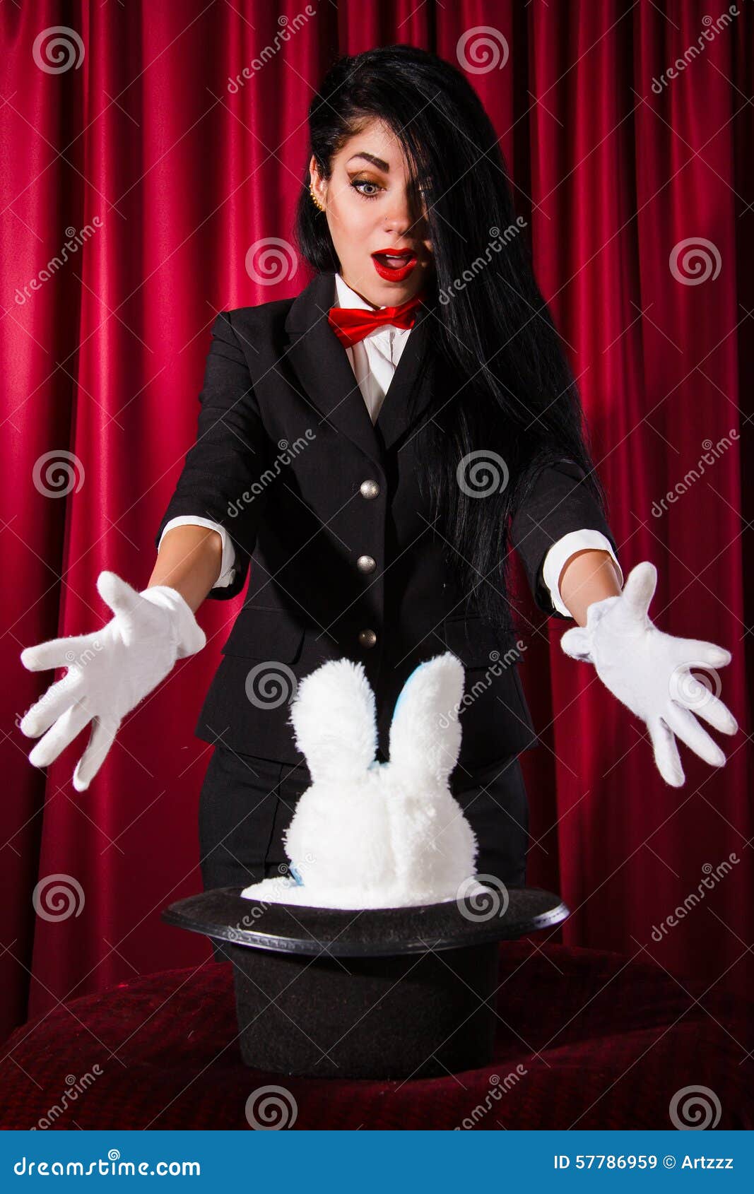 Magician with a Rabbit in a Hat Stock Image - Image of focus, fluffy ...