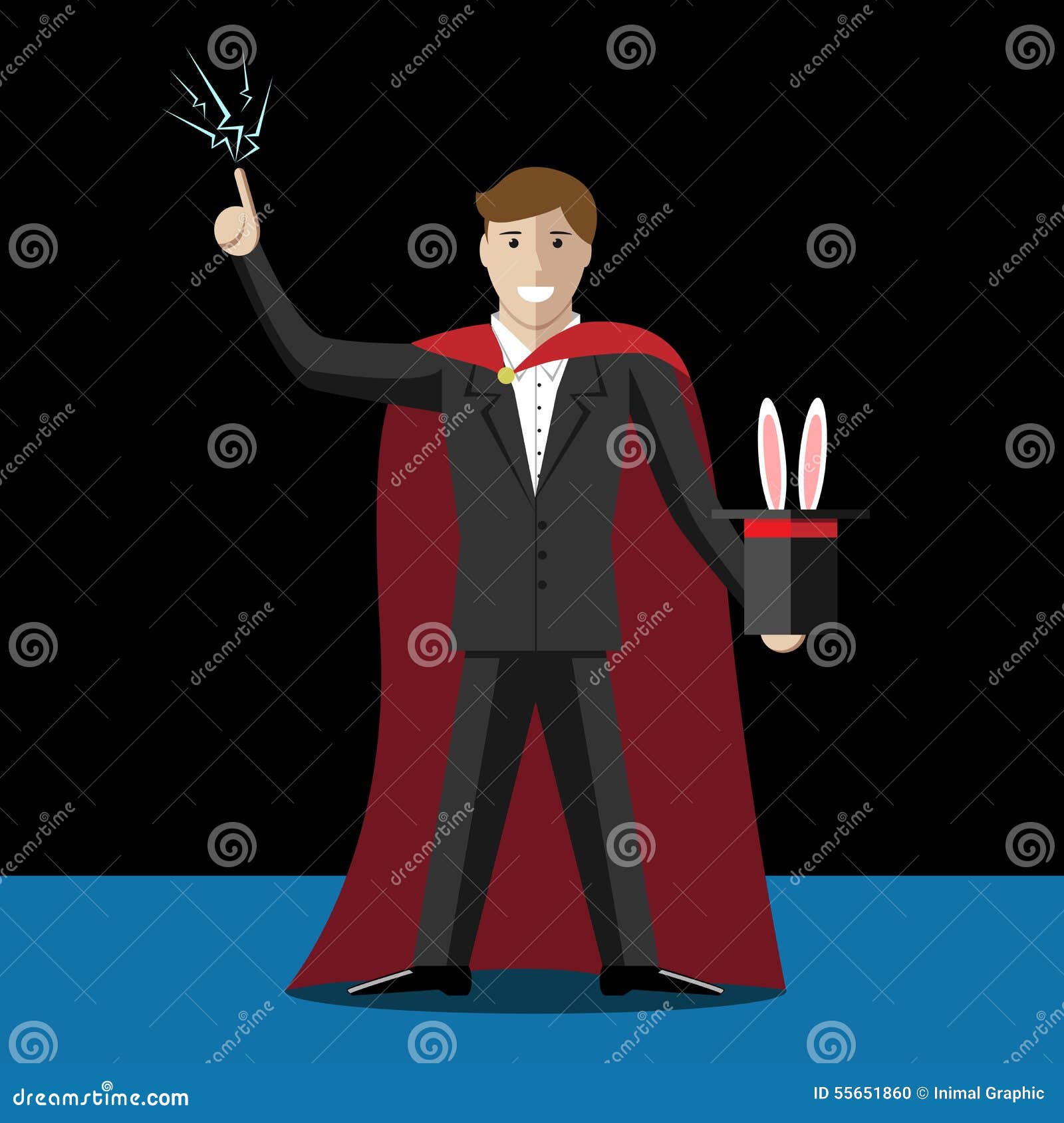 Magician and rabbit stock vector. Illustration of person - 55651860