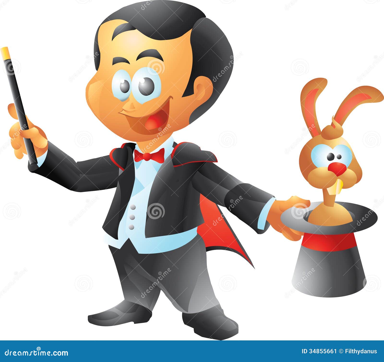 Magician Rabbit Trick stock illustration. Illustration of look - 34855661