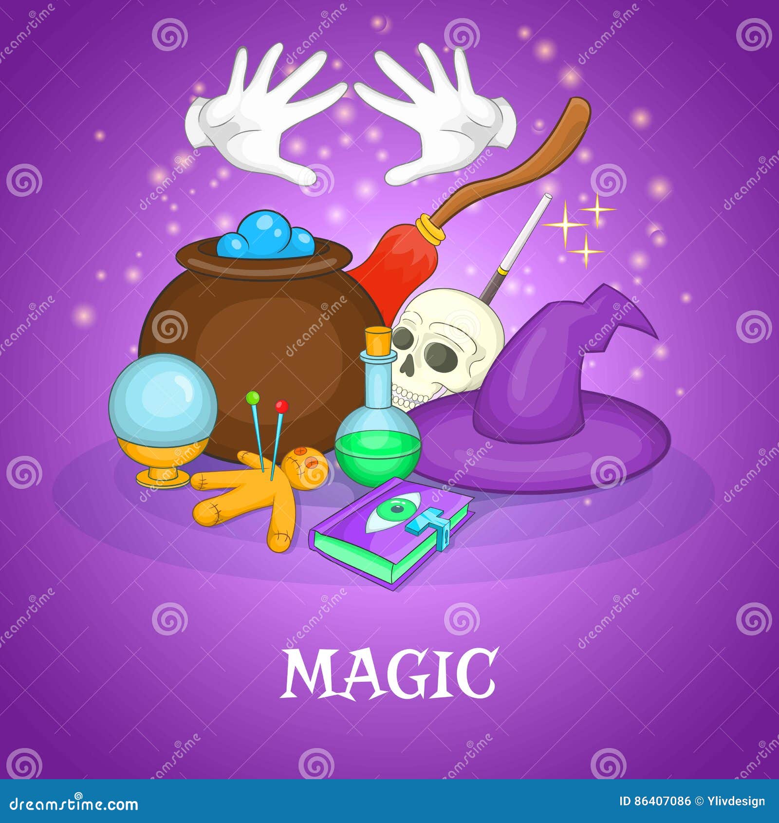 Magician Rituals Concept, Cartoon Style Stock Vector - Illustration of ...