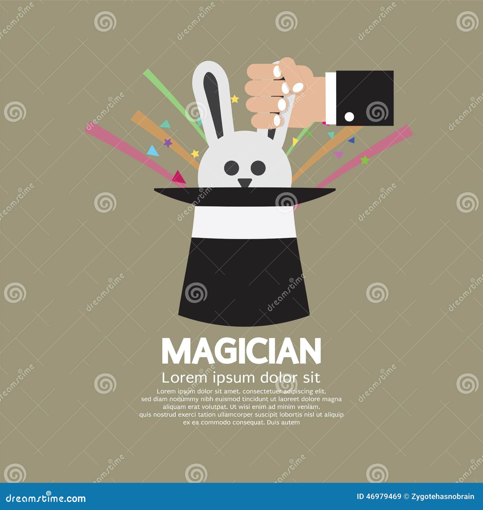 Magician S Hand with Rabbit in the Hat Stock Vector - Illustration of ...
