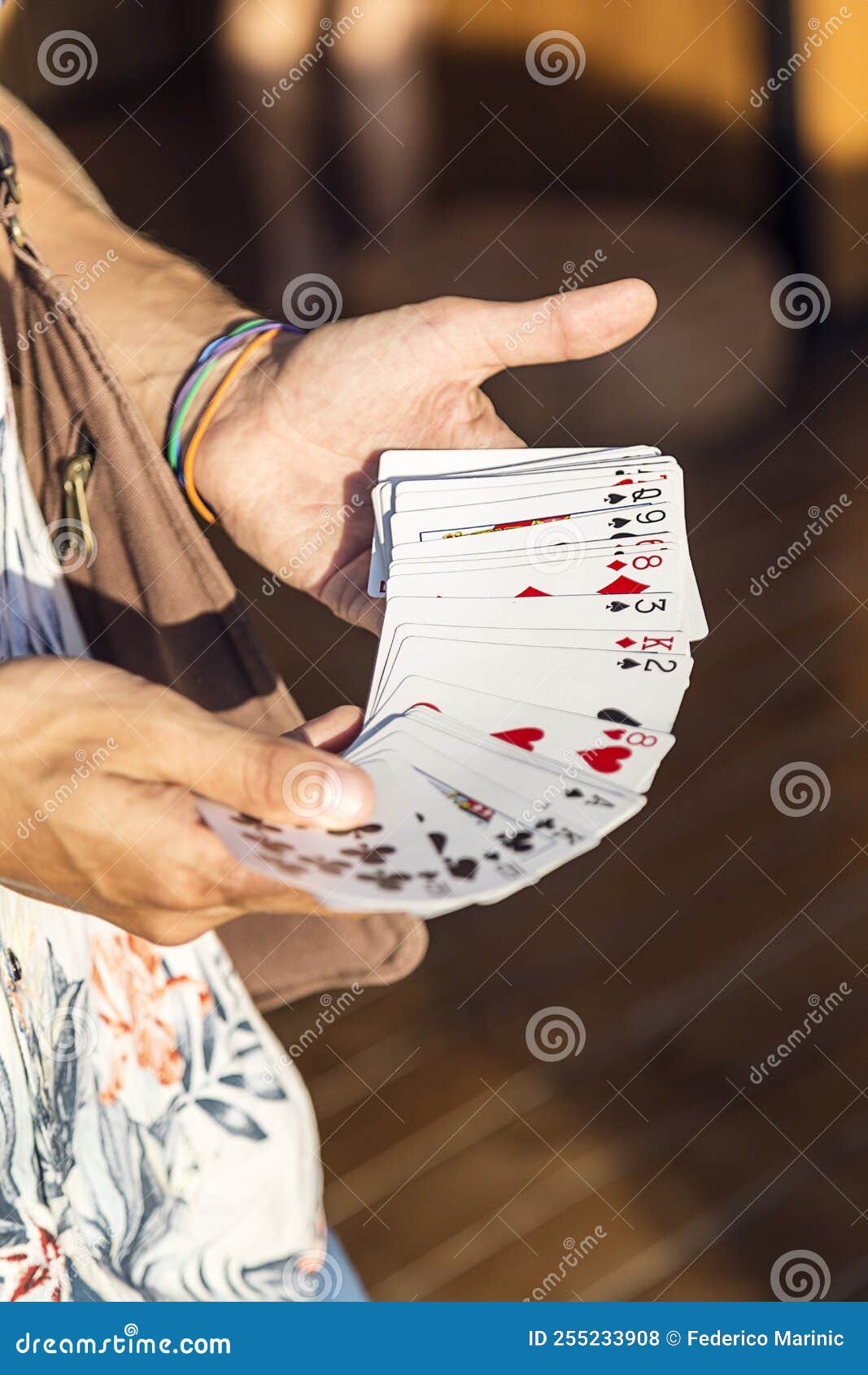 Magician Showing the Cards in His Hand Stock Photo - Image of decision ...