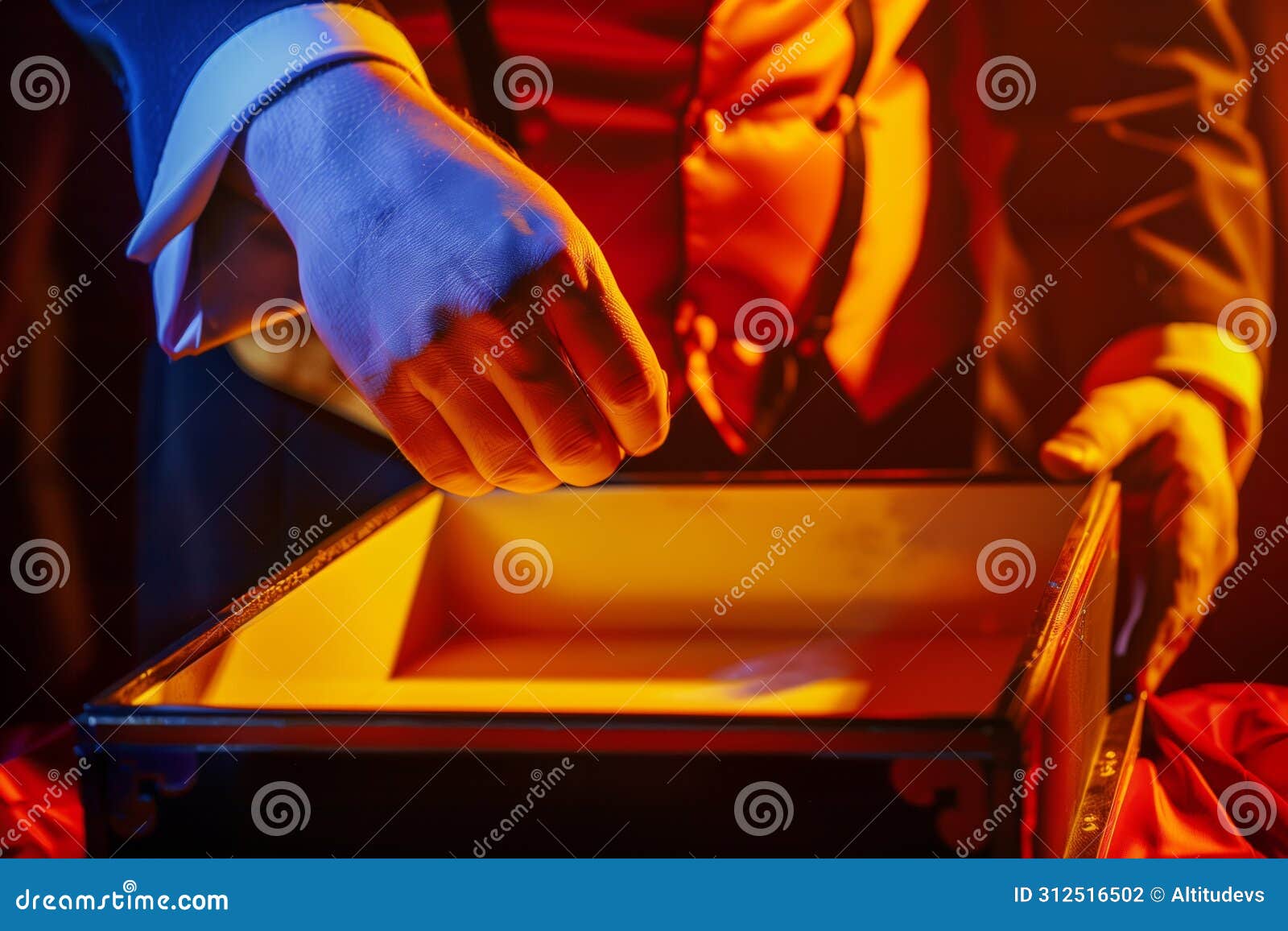 Magician Showing an Empty Compartment in a Box Stock Photo - Image of ...
