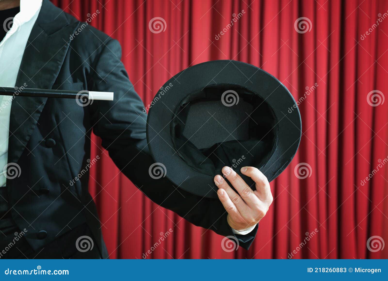 Magician Showing Empty Top Hat Stock Image - Image of rehearsal, copy ...